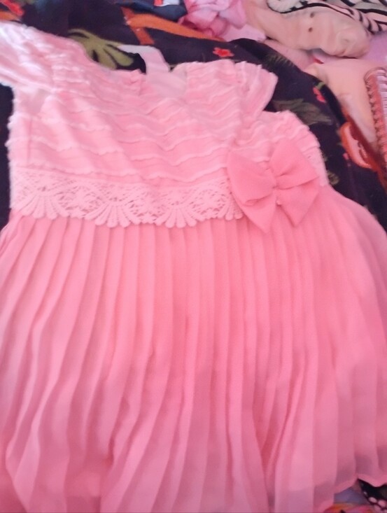Dresses | Girls Pink Lace Bodice Pleated Formal Dress With Side Bow ...